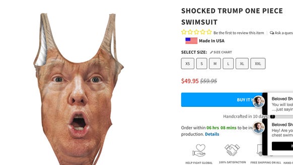 Swimsuit features President Trump's face