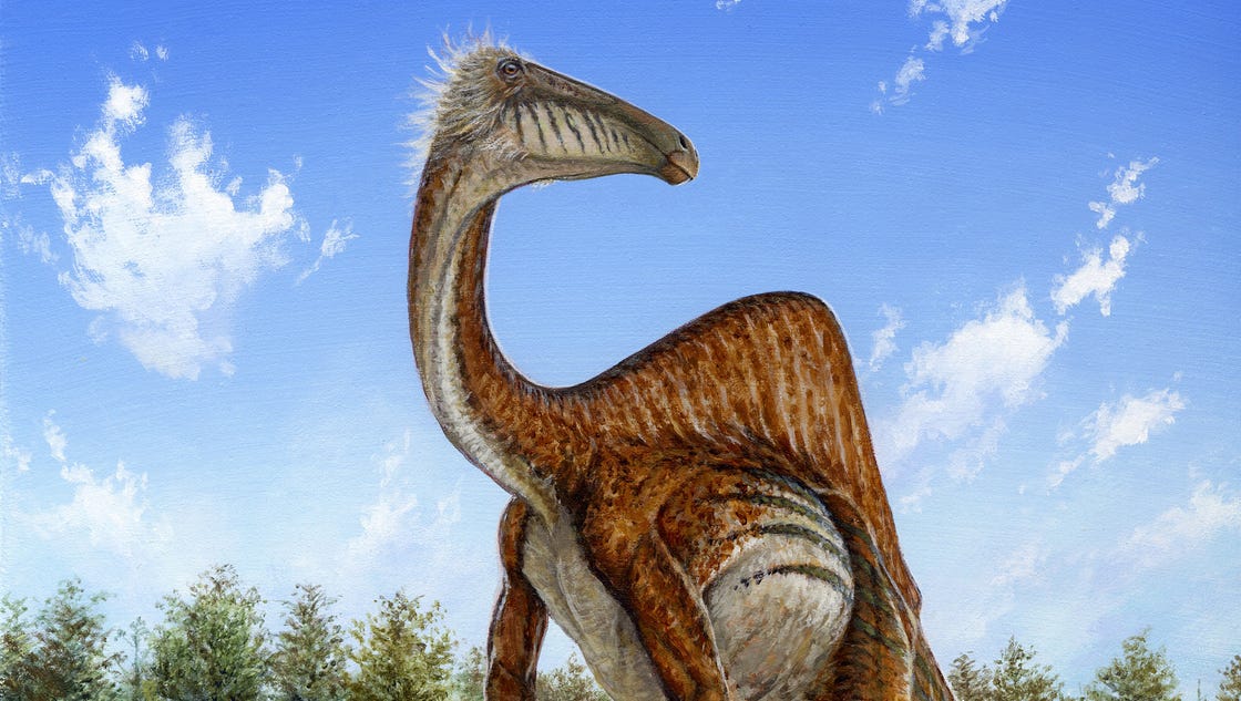 Goofy dinosaur blends Barney and Jar Jar Binks