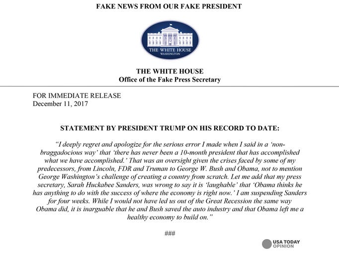 Fake White House apologies for real Trump lies