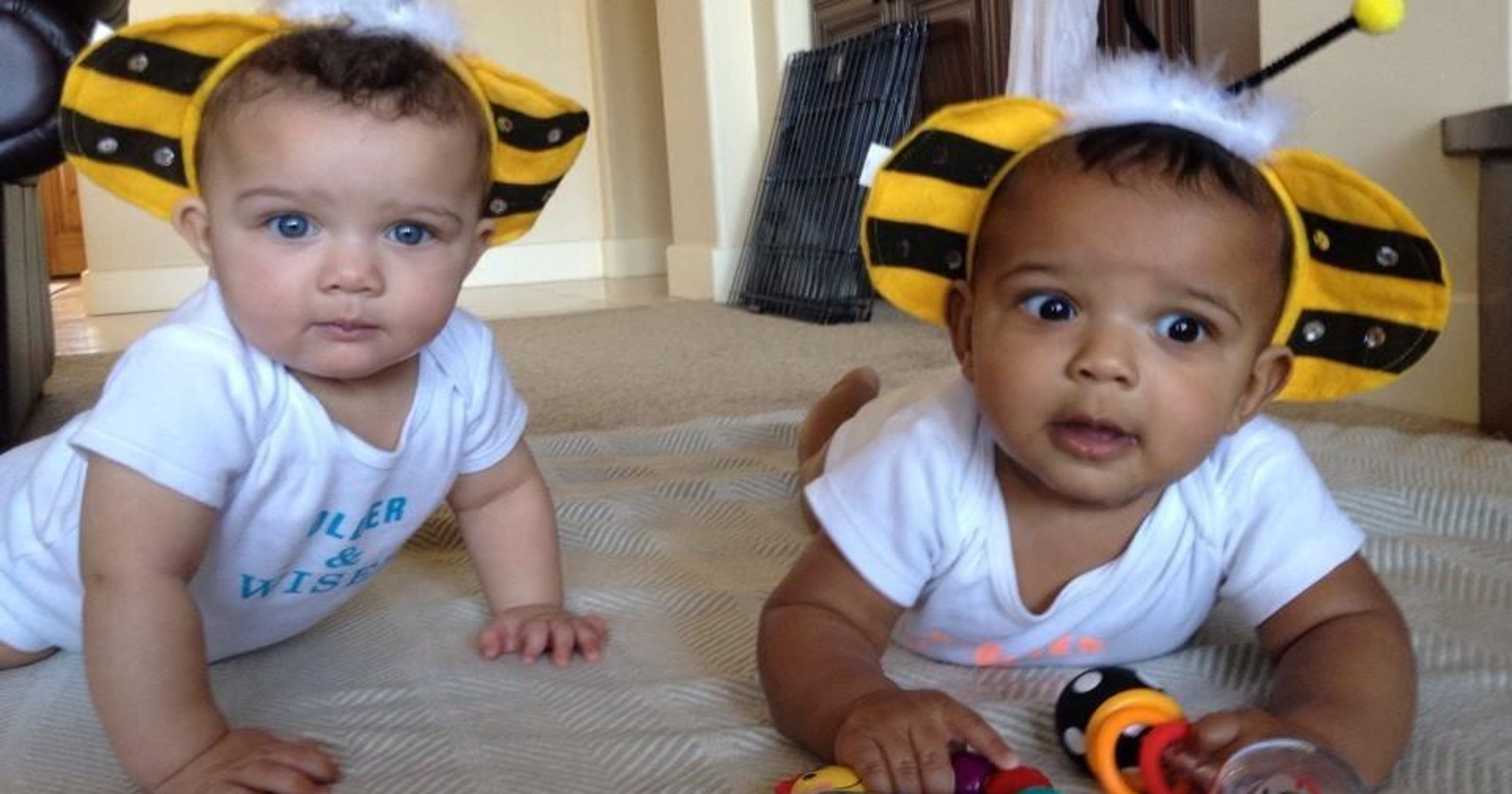 Twins turn heads; they look to be of different races