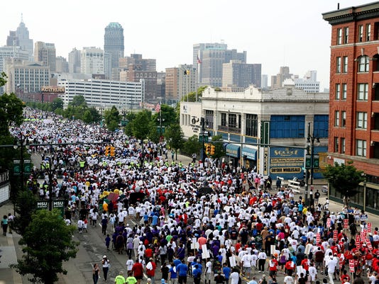 Thousands mark 50th anniversary of MLK's Detroit march