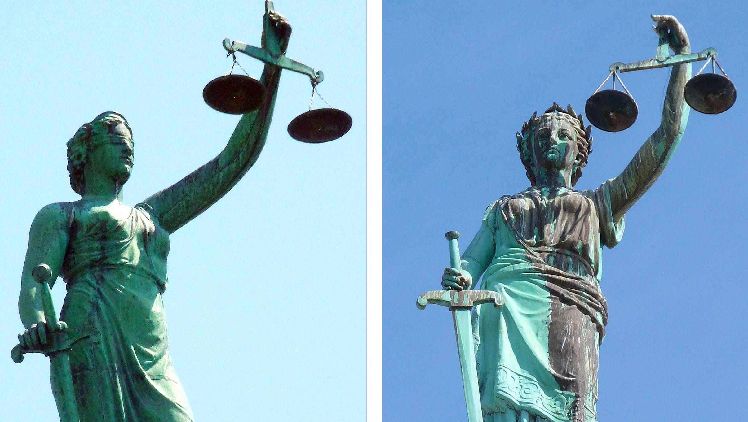 Lady Justice keeps watch over county courthouses