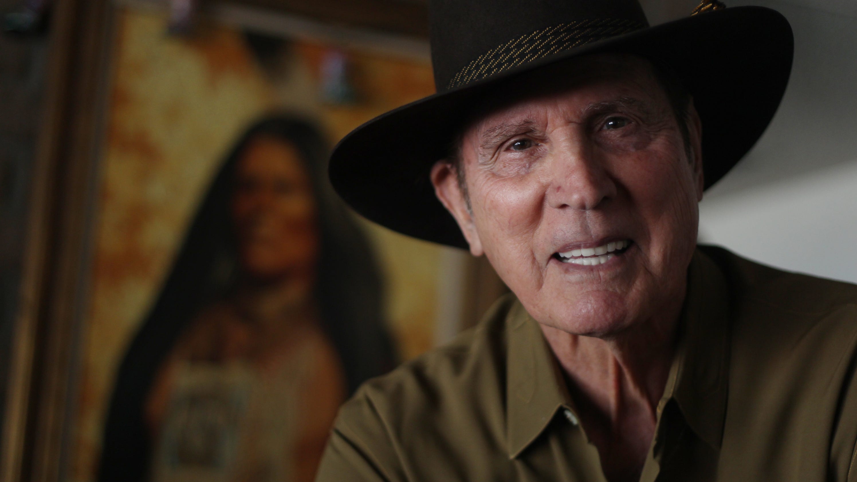 Bruce Fessier visits with actor Michael Dante