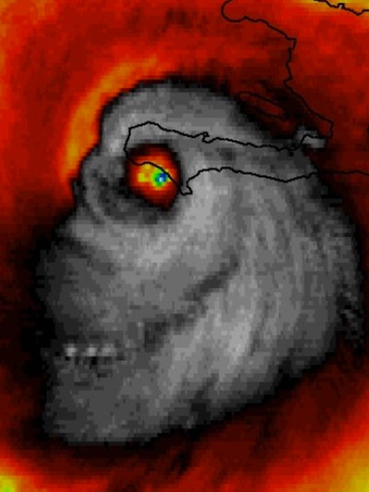 Meteorologist spots 'sinister' face in Hurricane Matthew satellite image