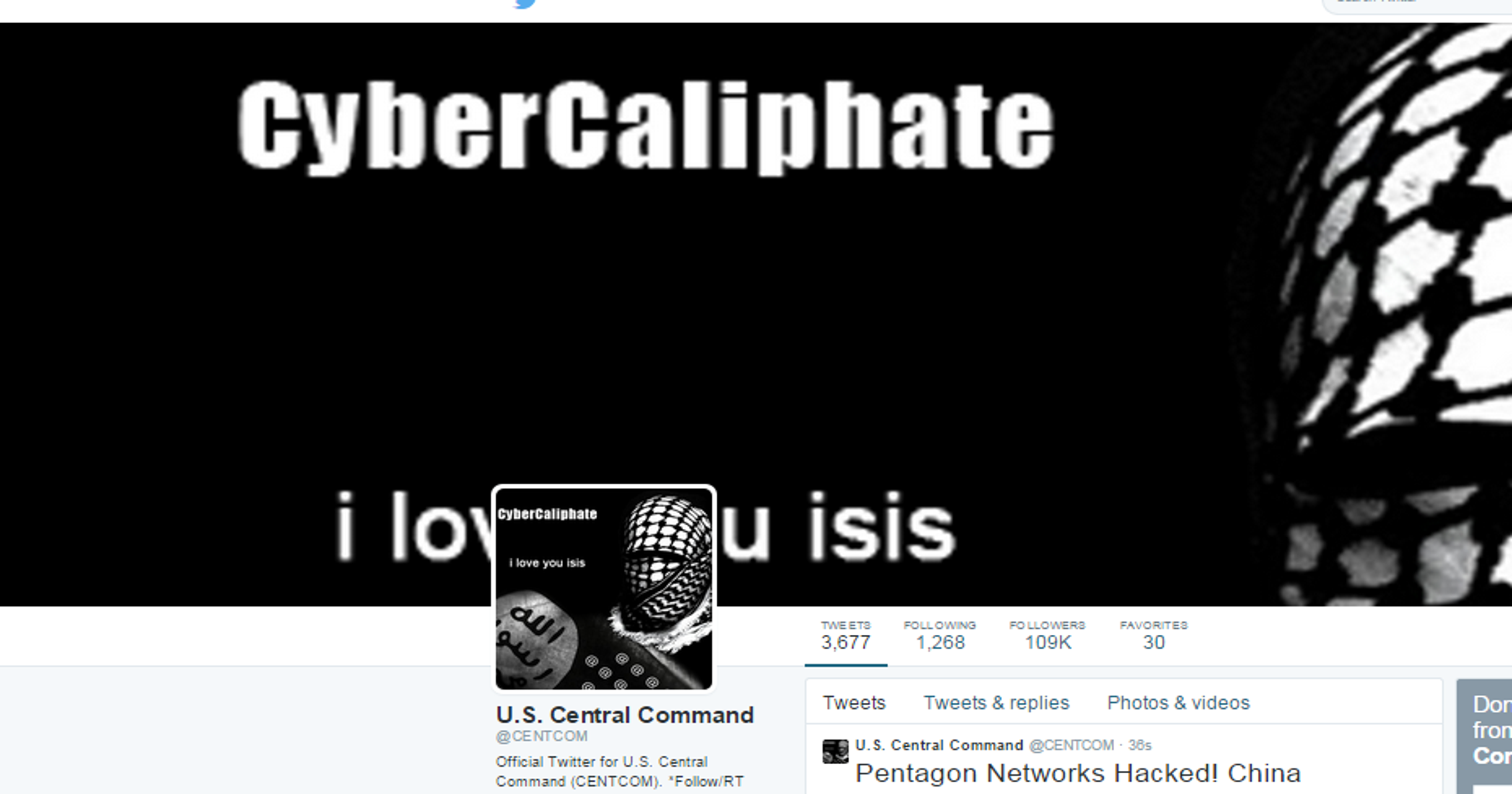 CENTCOM's Twitter, YouTube accounts hacked