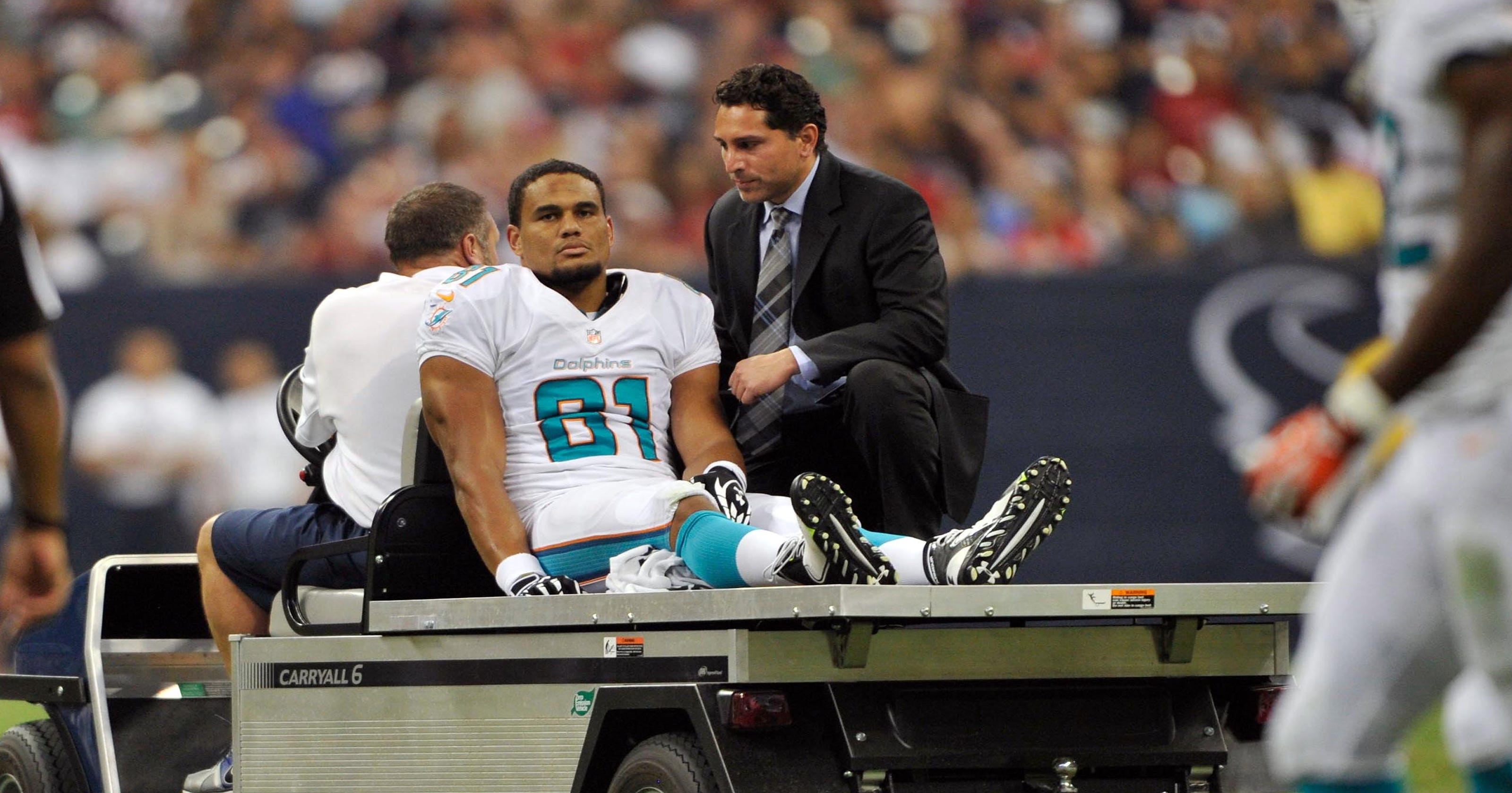 Dolphins TE Dustin Keller suffers gruesome leg injury