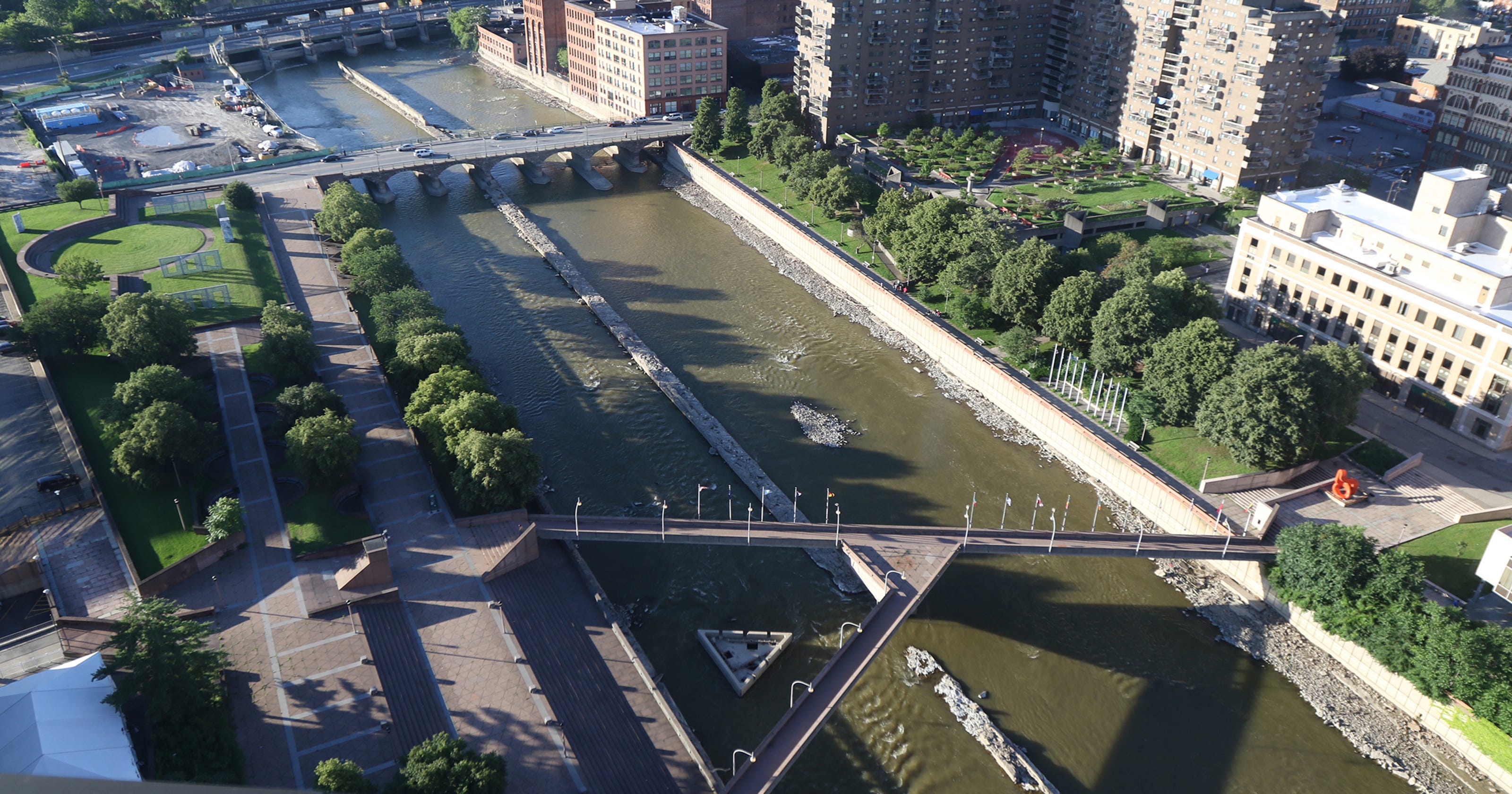 Drop in Genesee River flow reveals remnants of city history