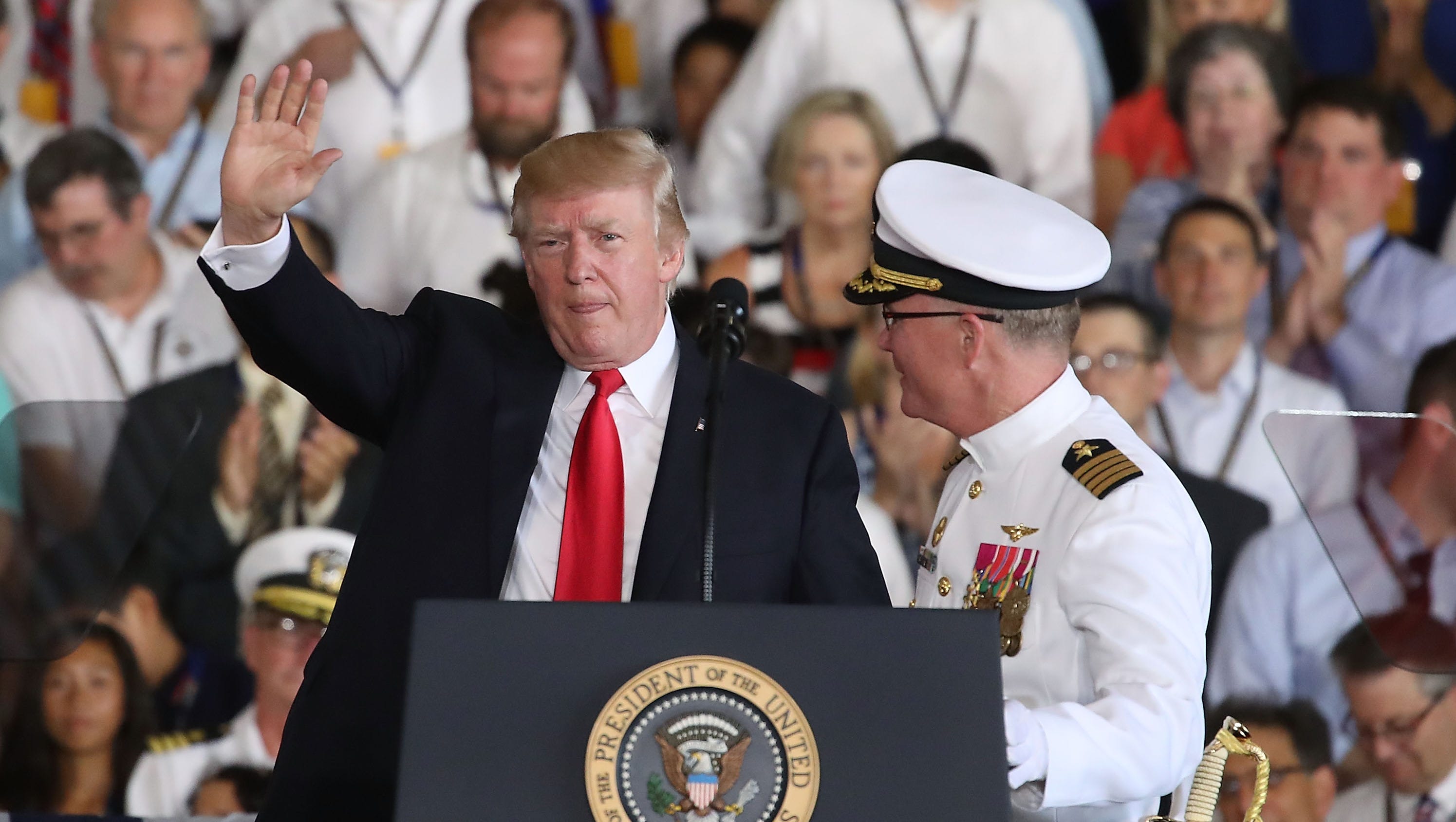 President Trump commissions warship USS Gerald R. Ford