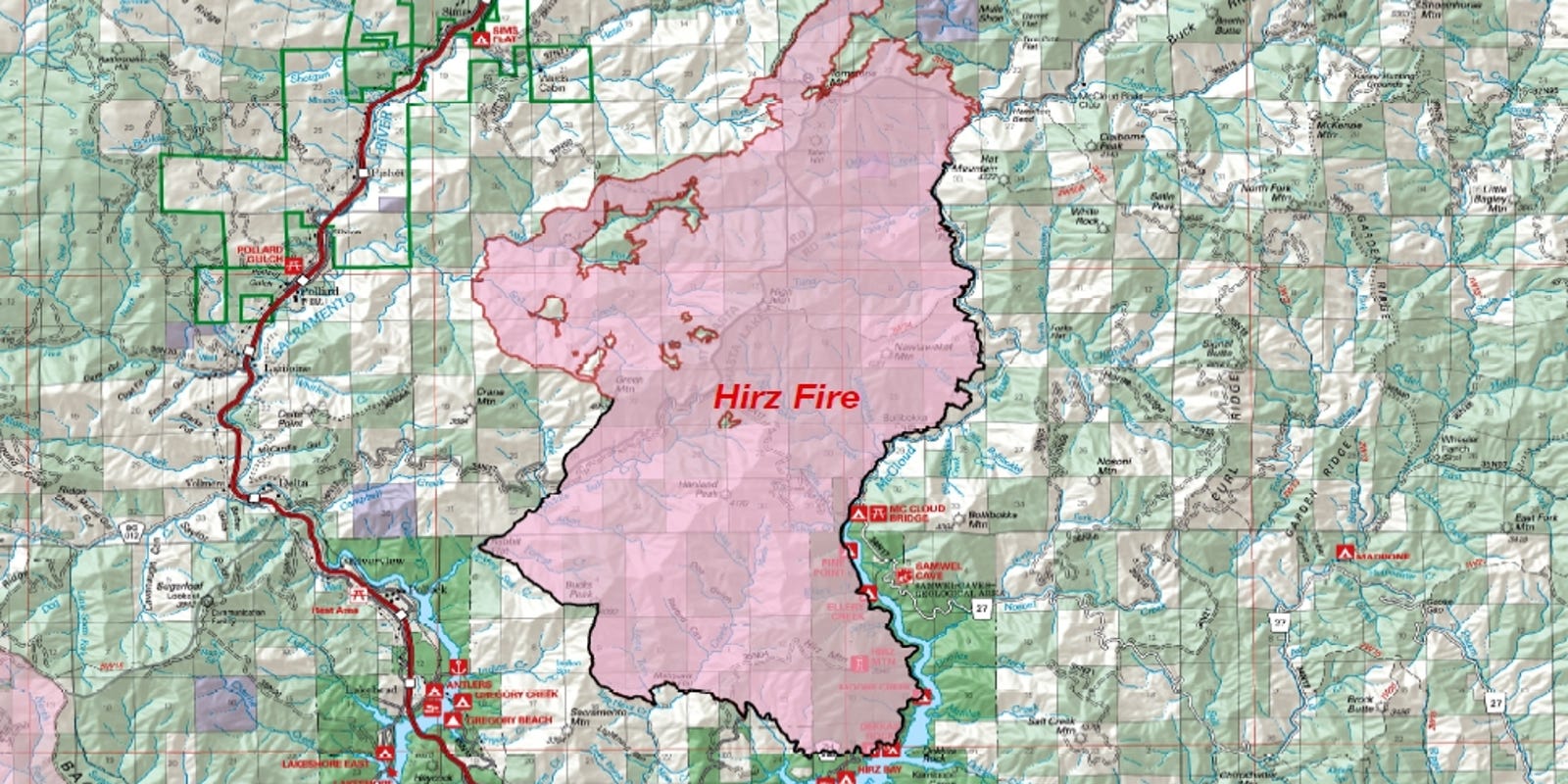 Hirz Fire near Lake Shasta burns nearly 4,000 acres in a day