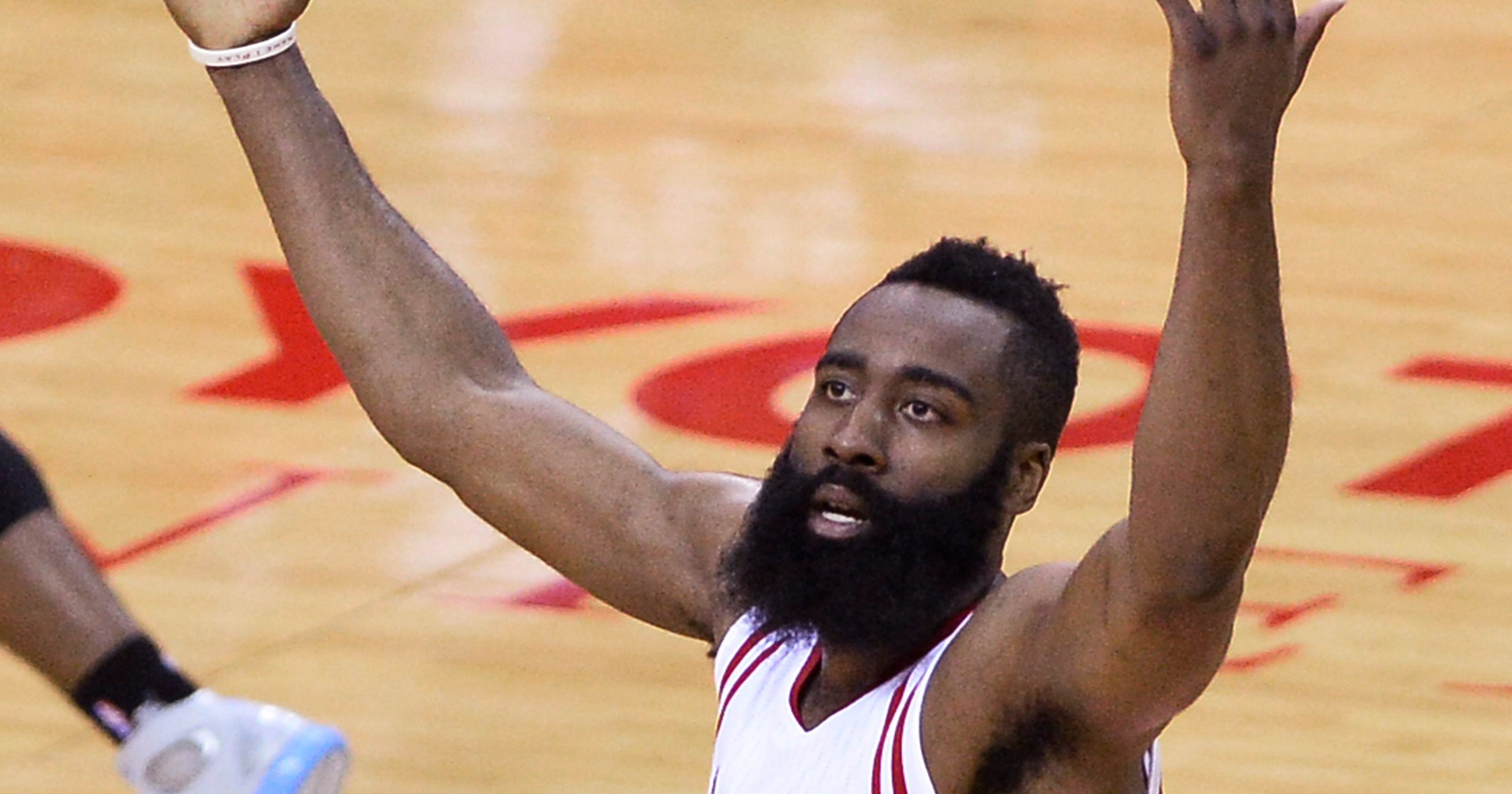 James Harden hits crazy long shot to end first quarter