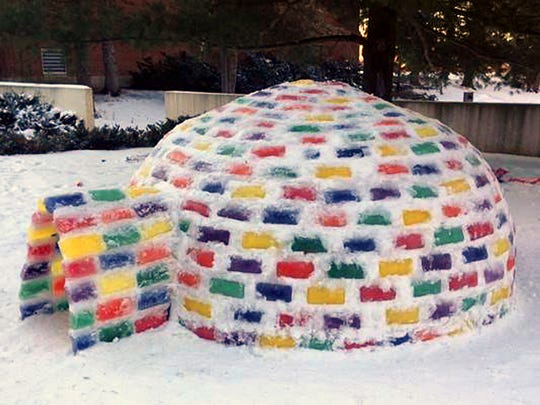 Cold? Cool: This SJU student enjoys building an igloo