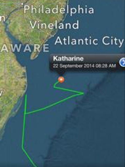 Great white surfaces near Assateague