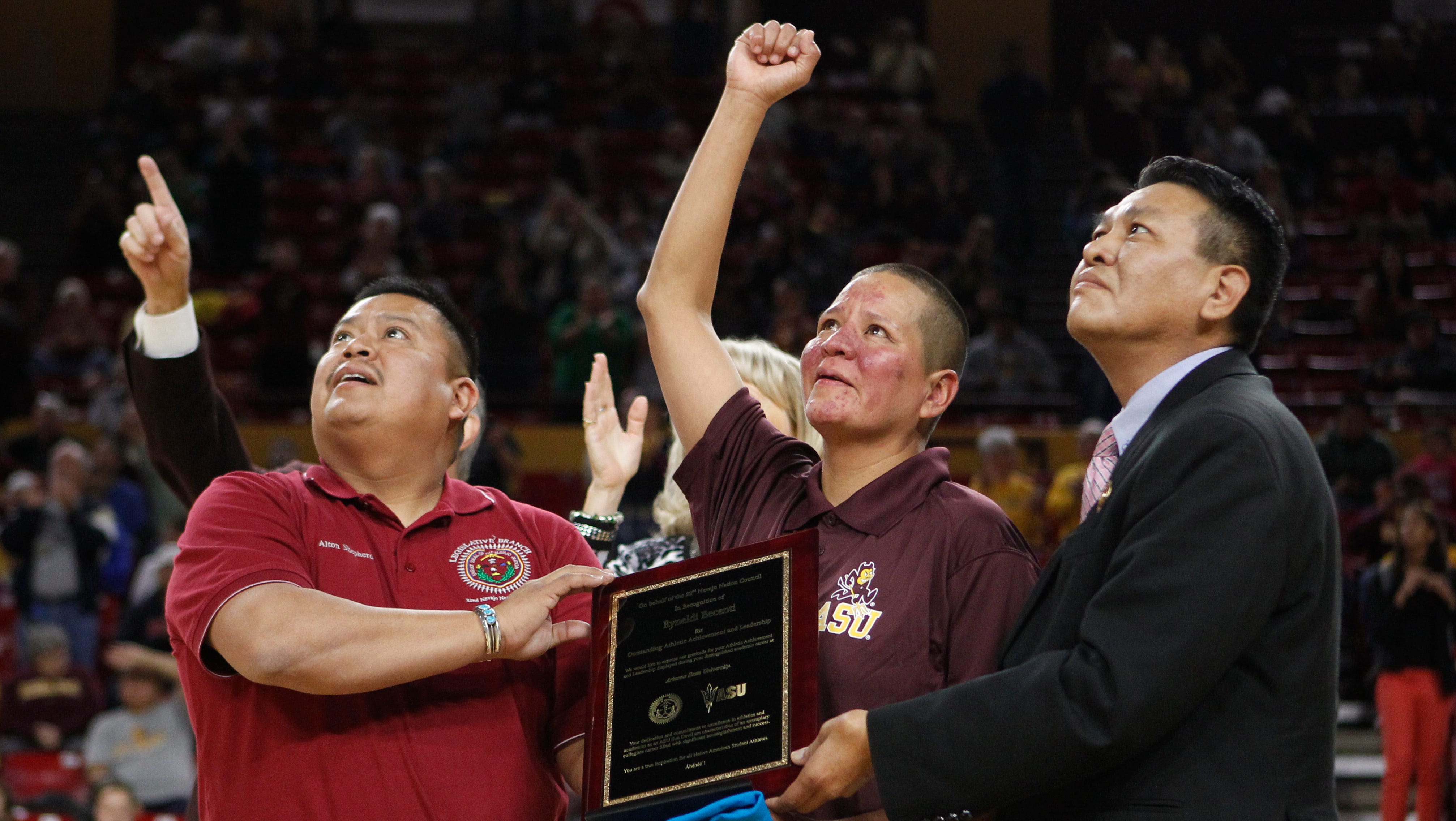 Who is Ryneldi Becenti, the woman in the viral video with Dawn Staley?