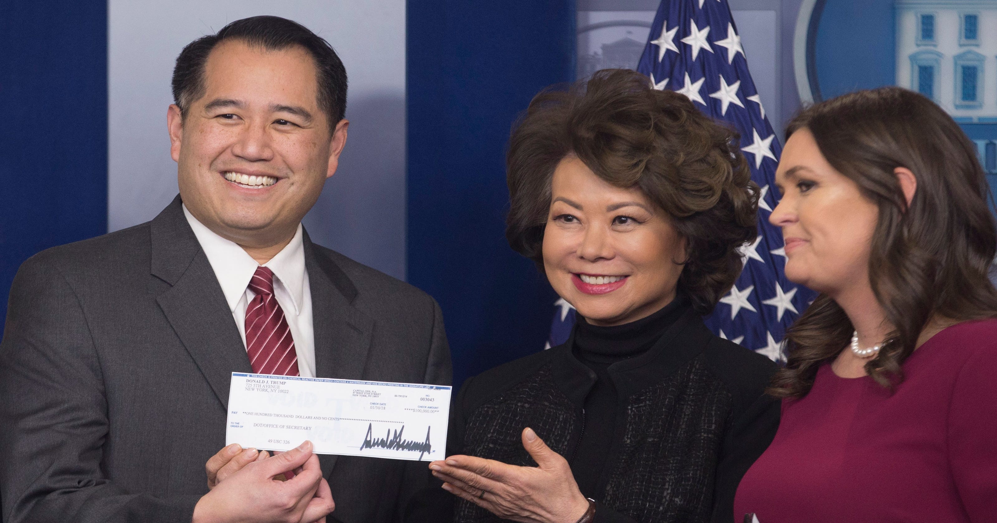Donald Trump donates salary to Department of Transportation Donald Trump donates salary to Department of Transportation