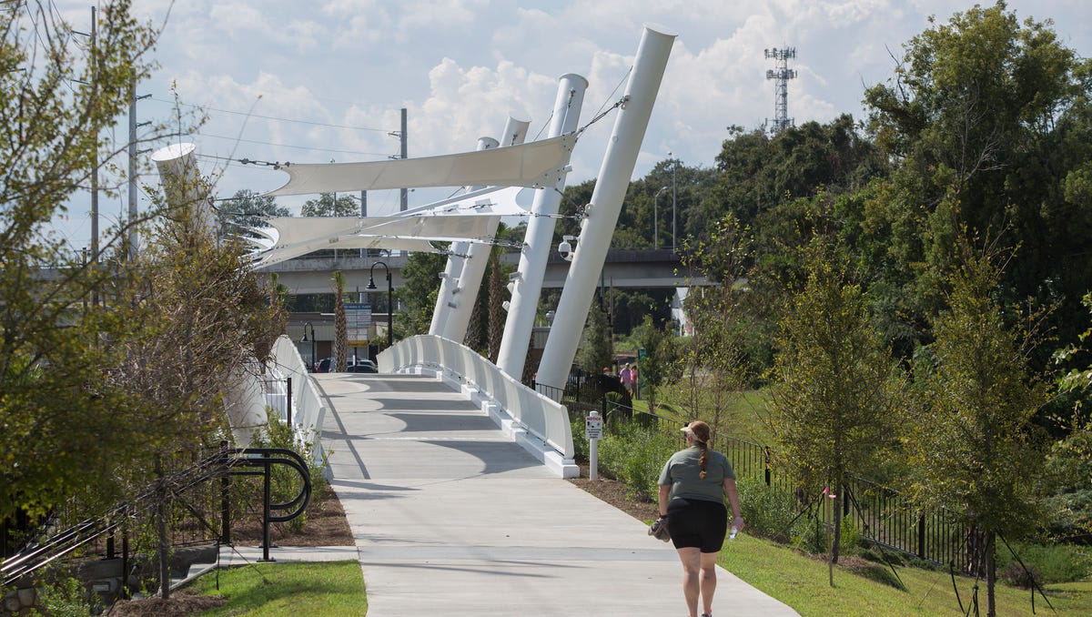The Capital Cascades Crossing pedestrian bridge