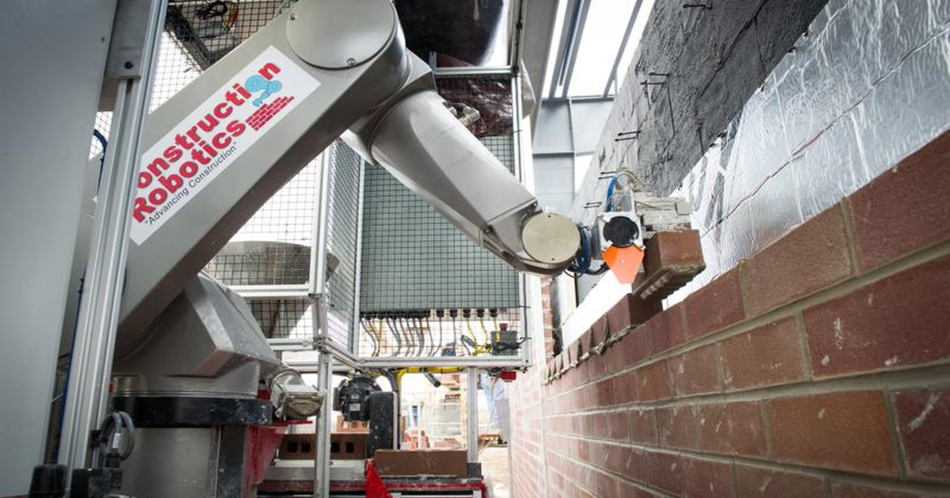 Brick-laying robot on the job in Victor