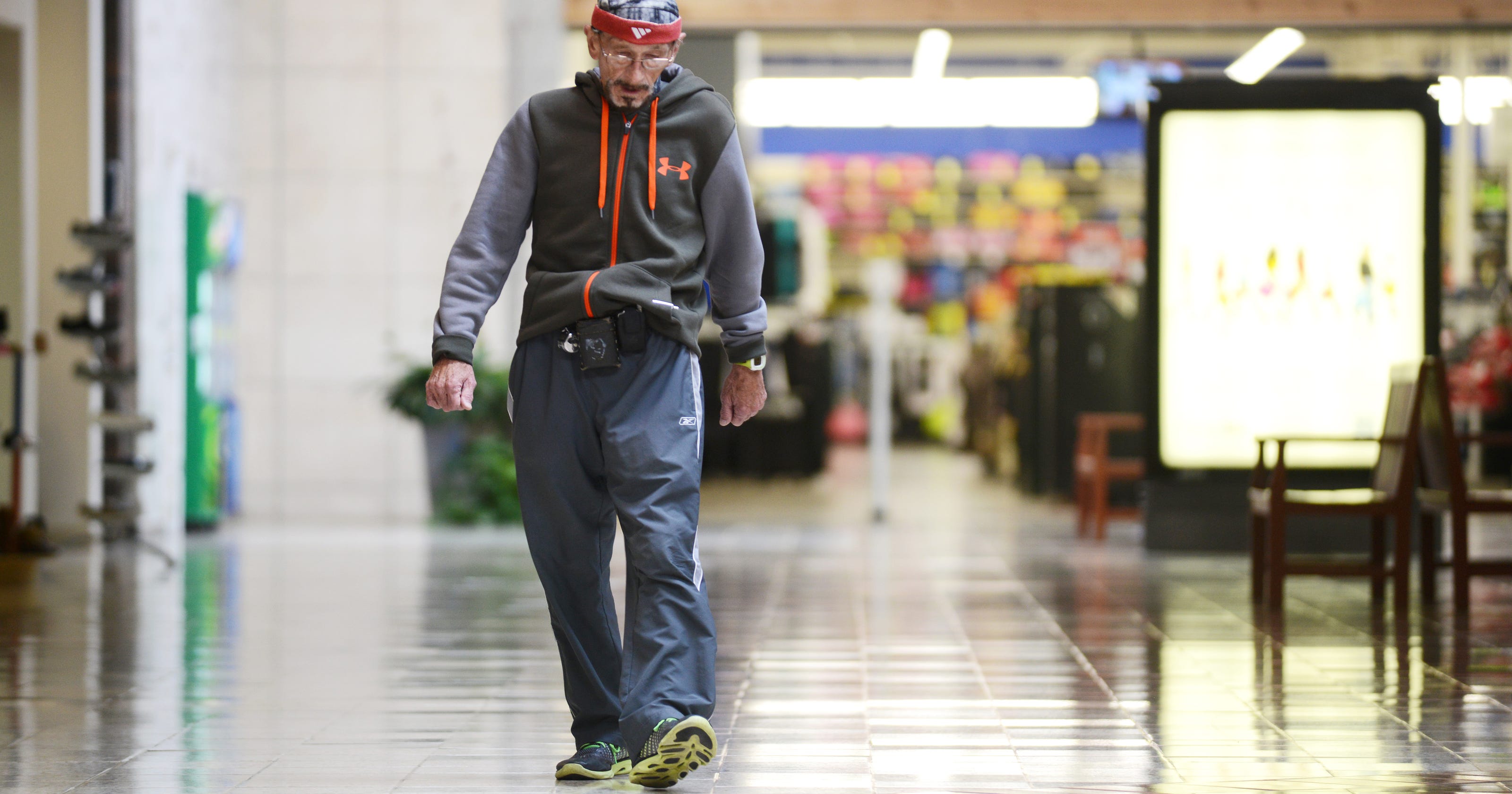 Man walking 'around the world' in mall