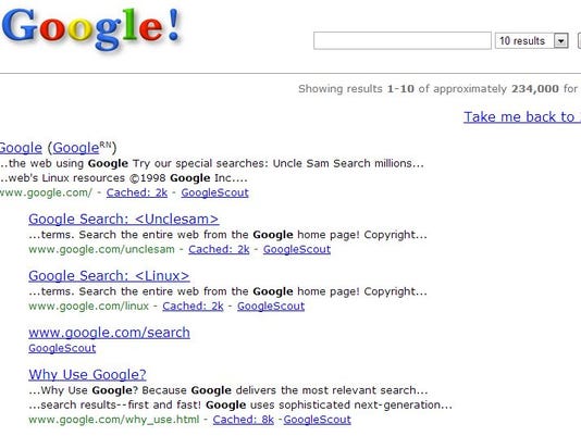 Search 'Google in 1998' for a retro look at homepage
