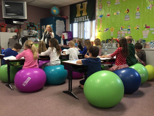 Exercise balls give students a bounce