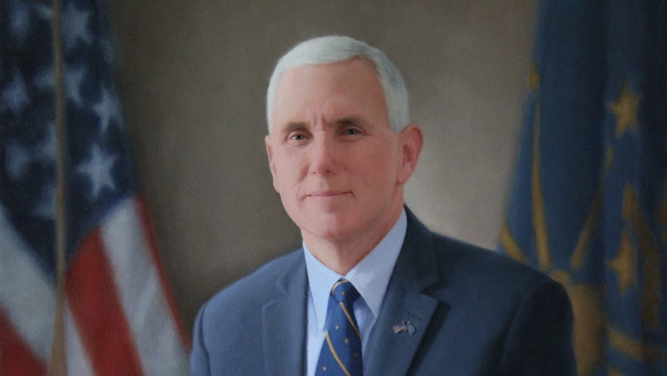 Pence’s official portrait as governor reflects Christian faith, family