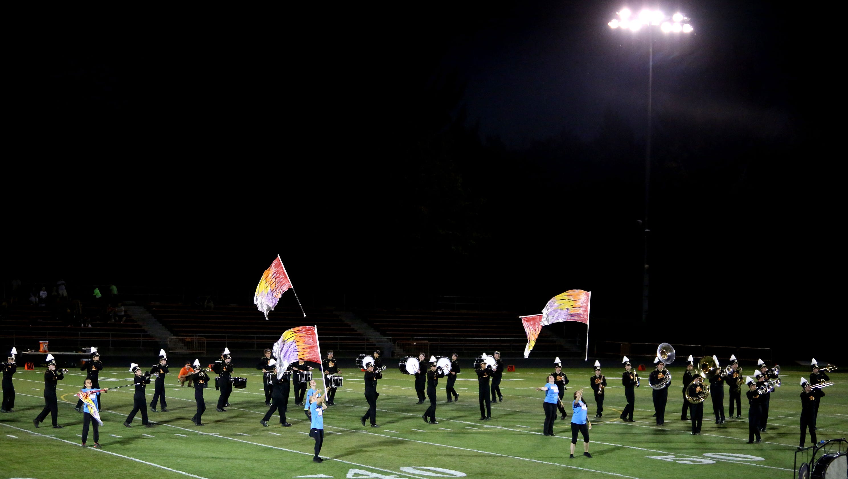 High school marching bands ready to take the field