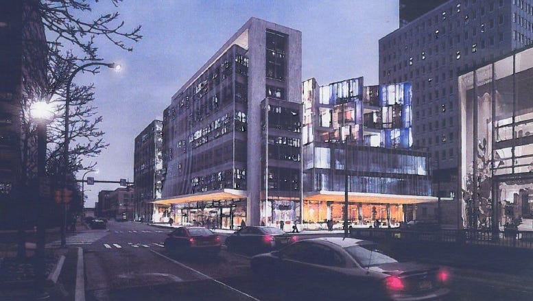 Parcel 2 design shows six-story building, mostly glass