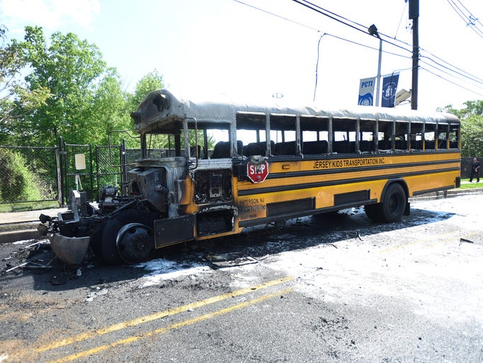 Photos: School bus catches fire in Wayne