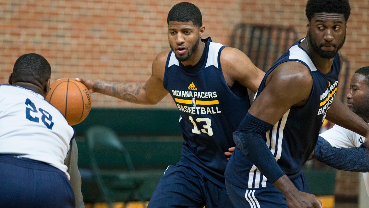 Paul George practices with the Pacers