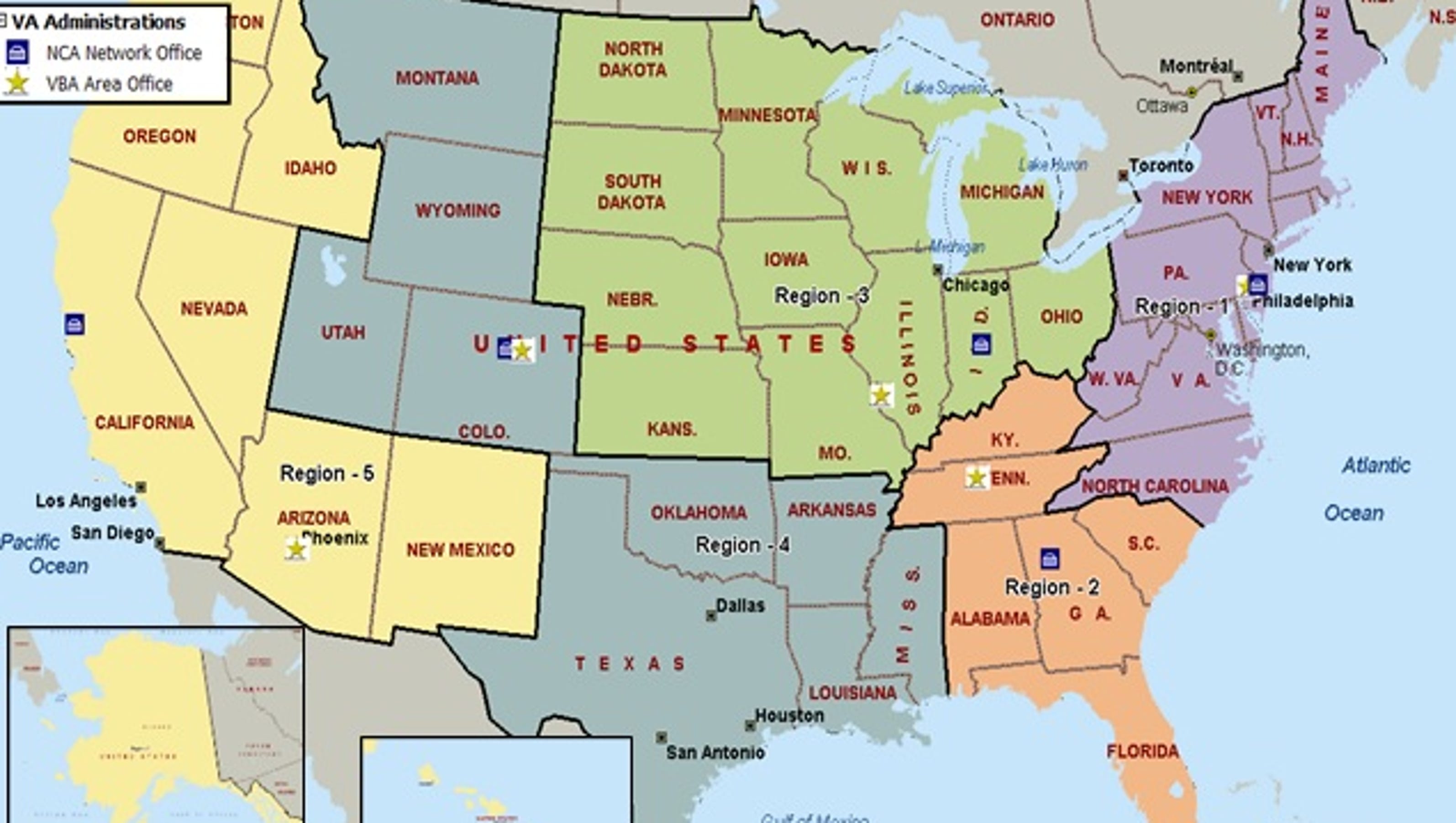 New simplified map for Veterans Affairs