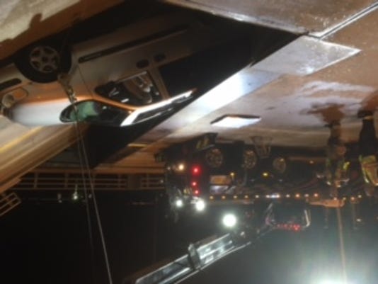 Vehicle gets stuck in opening drawbridge