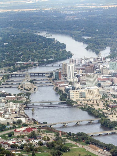 Photos: Aerial view of Cedar River in Cedar Rapids