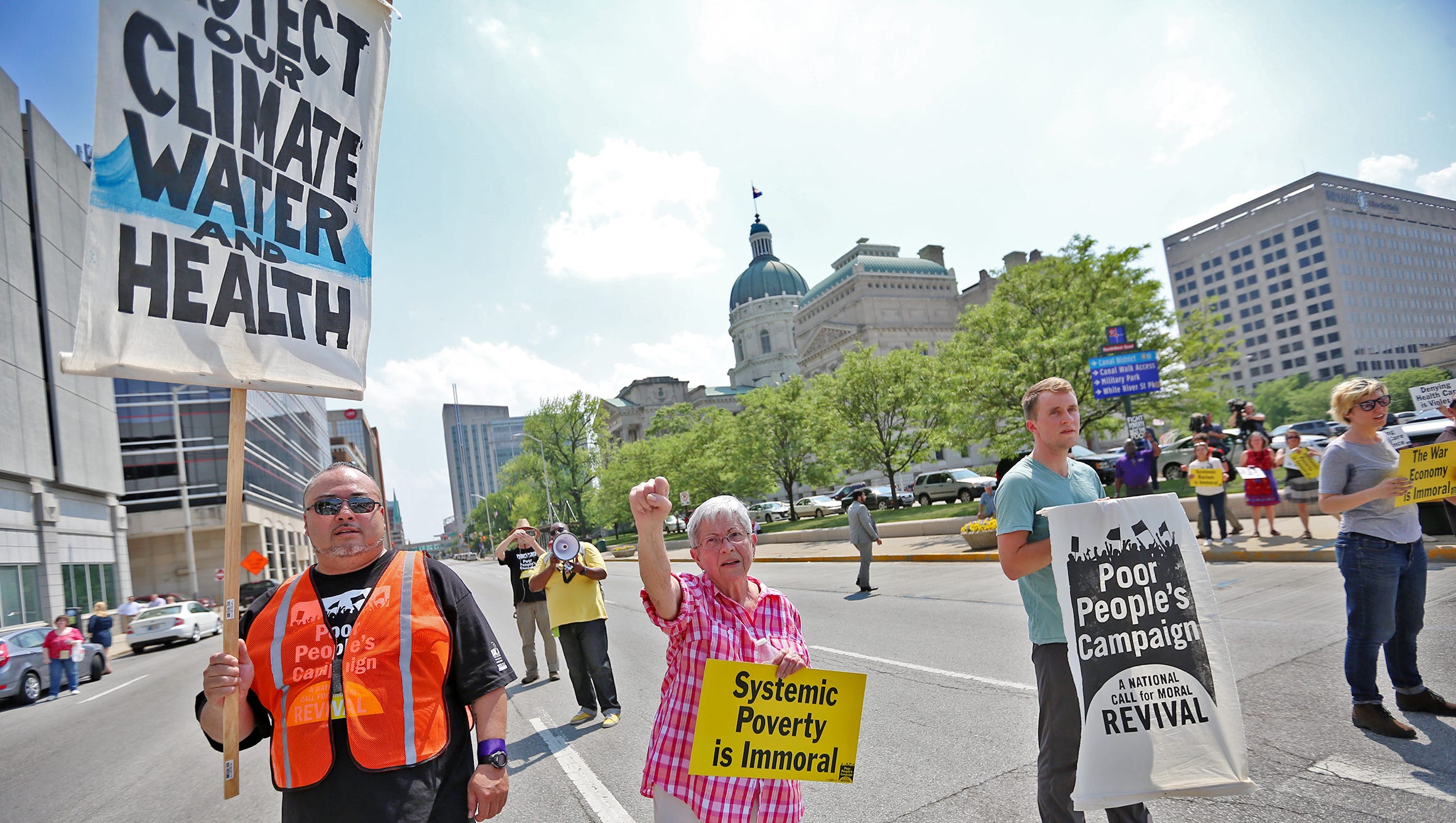 Poverty protest leads to arrests in Downtown Indianapolis