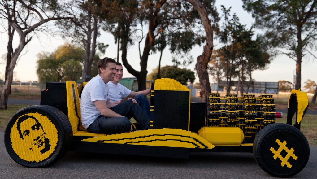 Drivable Lego car built piece by piece -- all 500,000