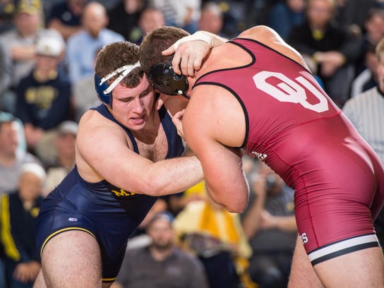 College wrestling: Michigan’s Adam Coon seeks NCAA title, trip to space