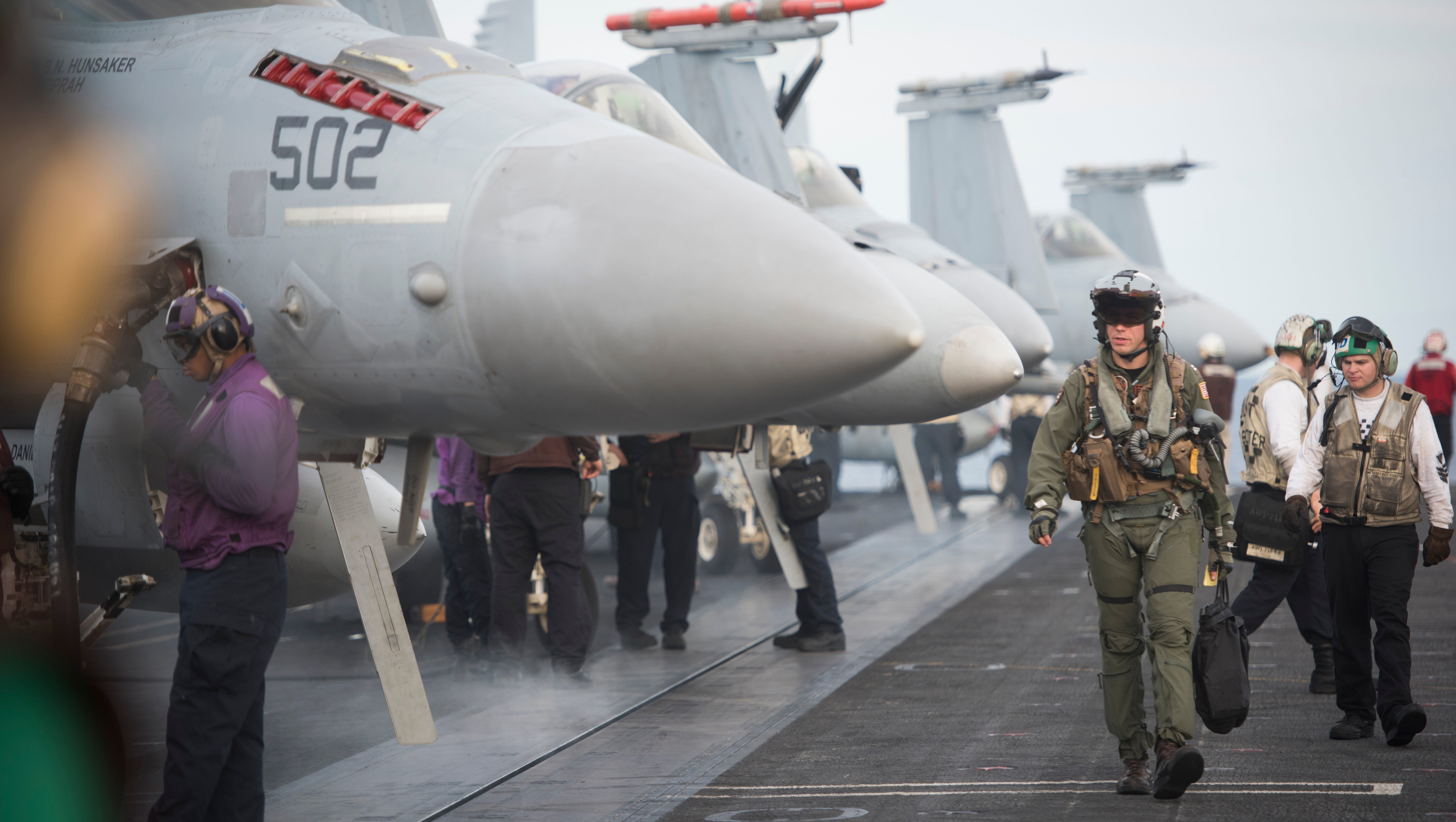 See aircraft carrier during major combat training in USS Eisenhower VR