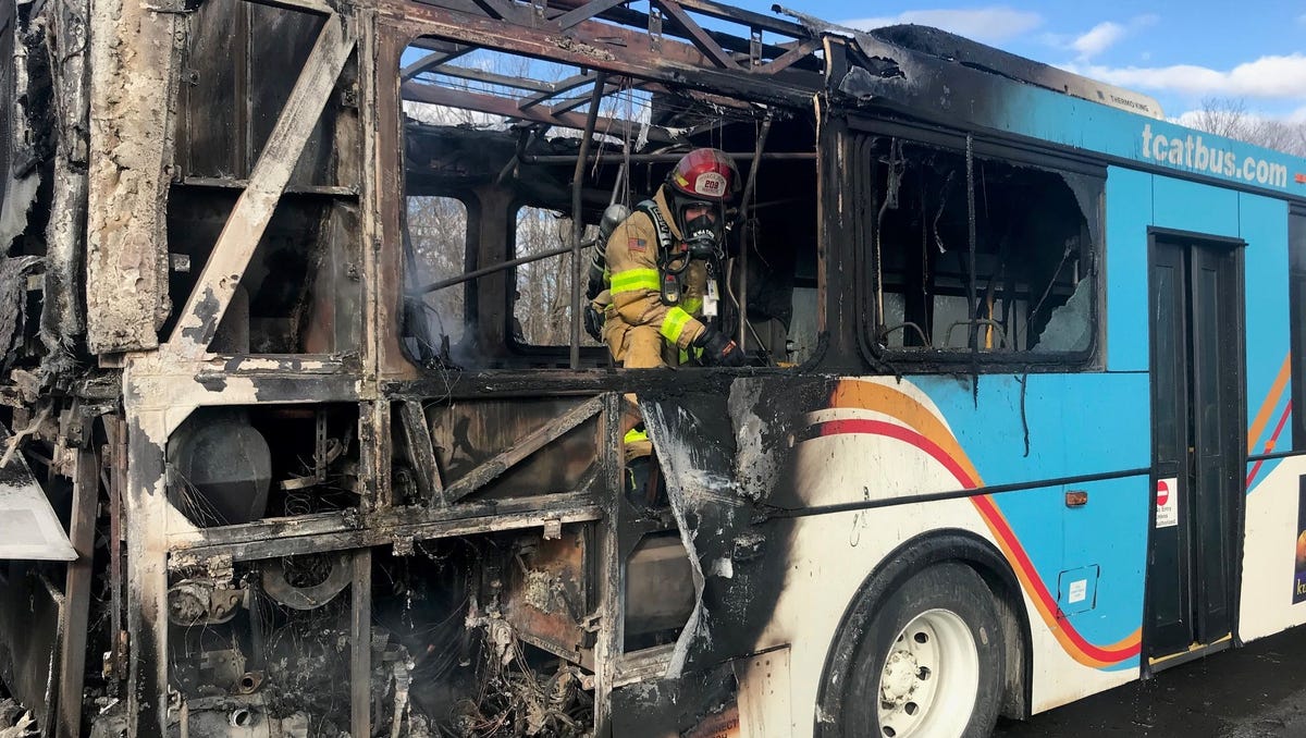 Gallery: TCAT bus catches fire in Ithaca