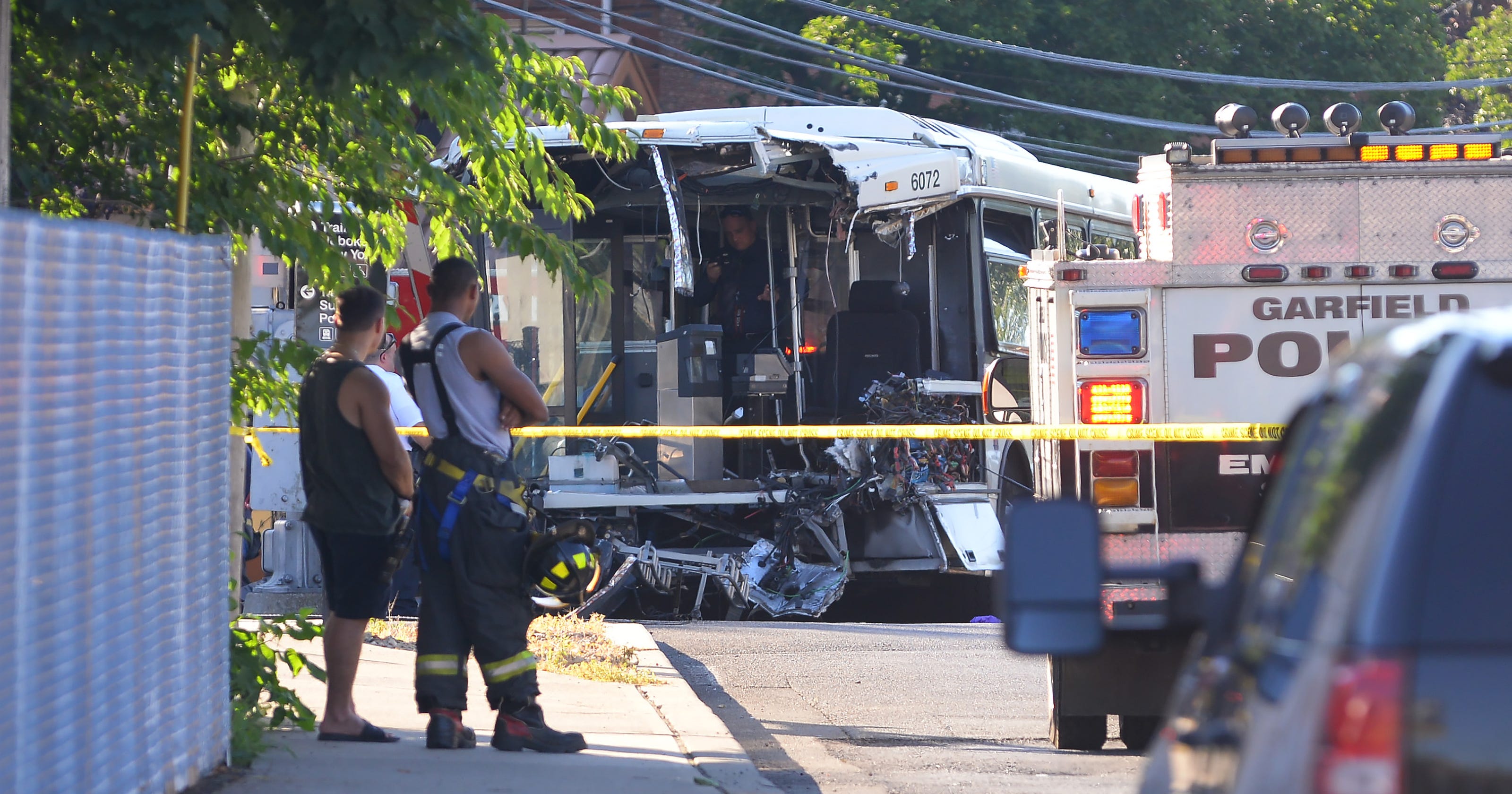 NJ Transit train hits bus in Garfield NJ; one injured