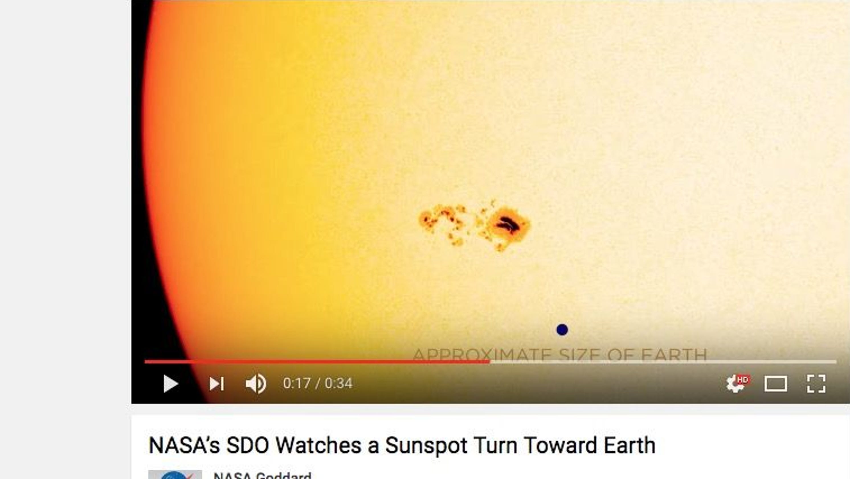 NASA captures video of sunspot with a core larger than Earth