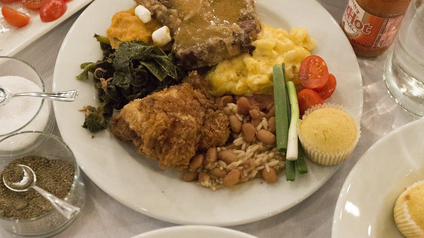 Soul food is the highlight for Sunday dinner at grandma's celebration.