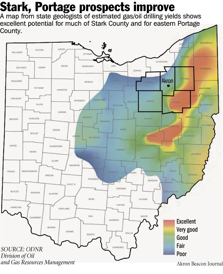 New map showing revised gas-oil drilling prospects in Ohio creates stir