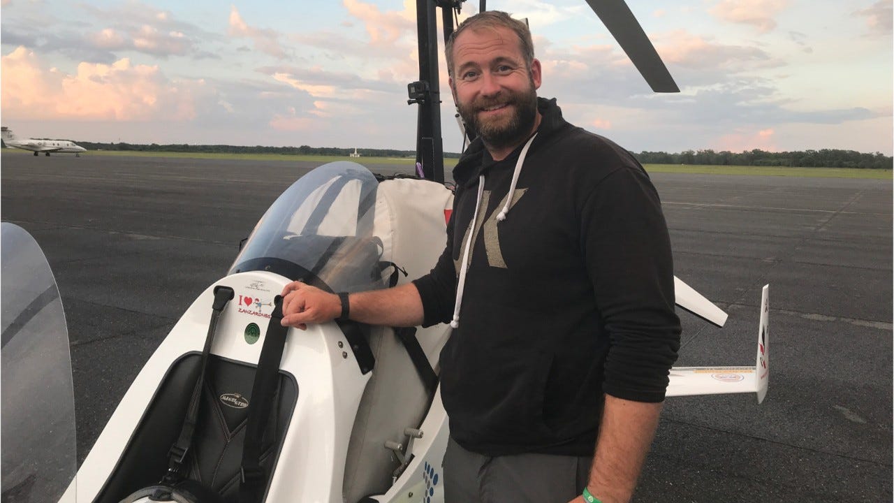 James Ketchell is flying around the world in a gyrocopter