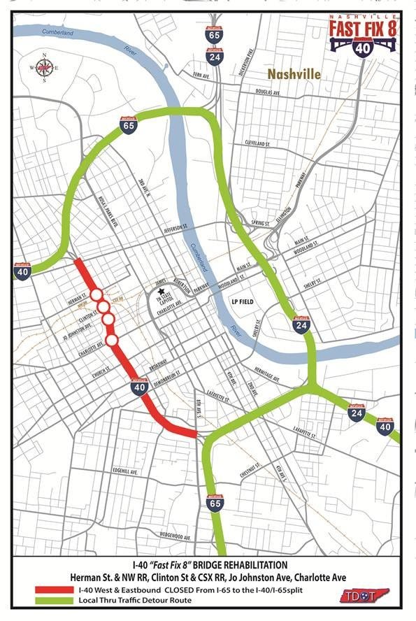 Major changes set for Interstate 40 in downtown Nashville