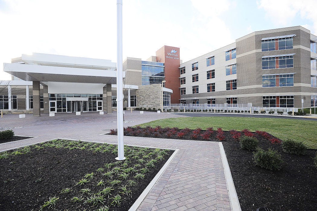 Tents set up at Meritus Medical Center for drill