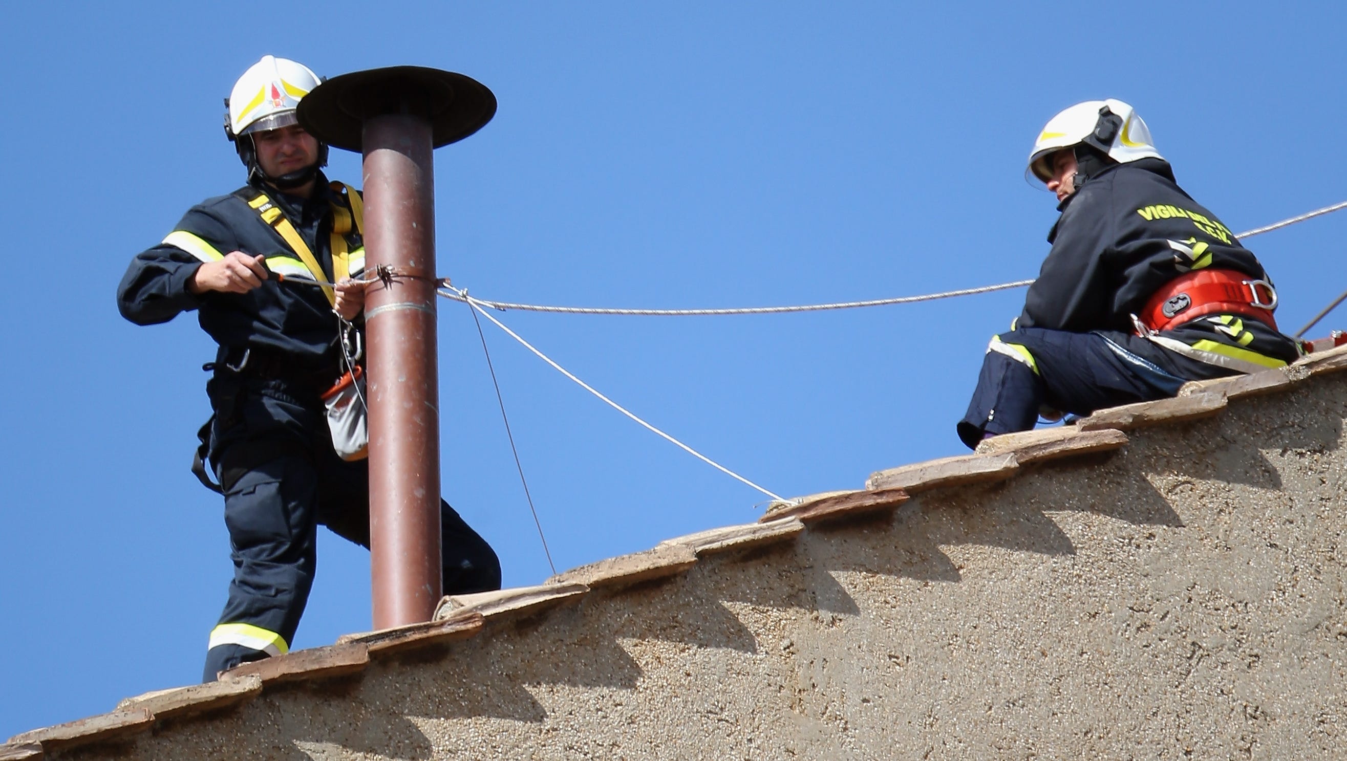 Sistine chimney installed as conclave nears