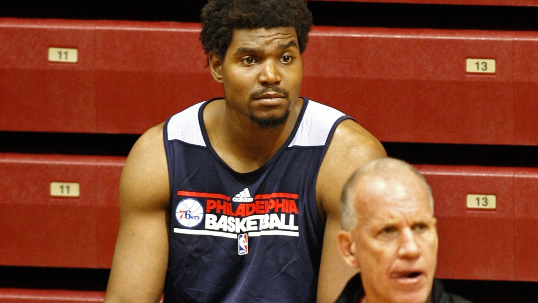 76ers open training camp with Andrew Bynum on the bench