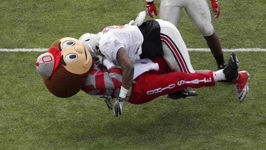 Ohio State mascot obliterated by tackle in spring practice