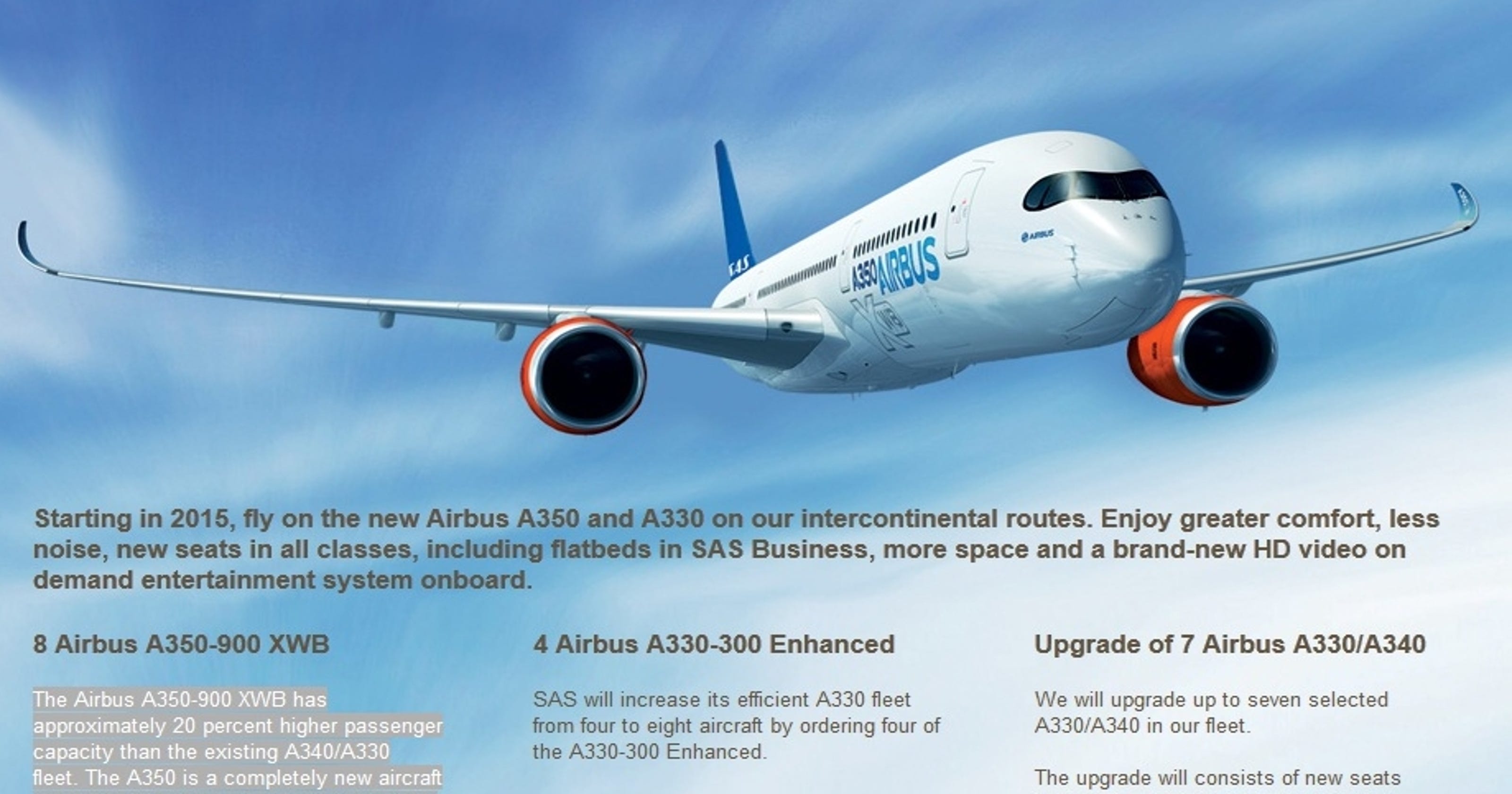 SAS: 12-plane order with Airbus includes A350-900s