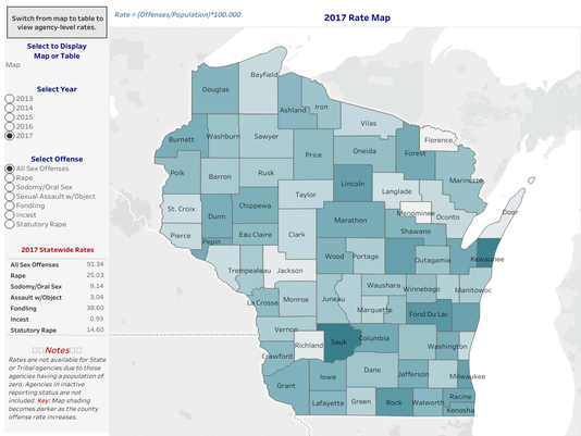 Sex crime statistics detailed in new Wisconsin data