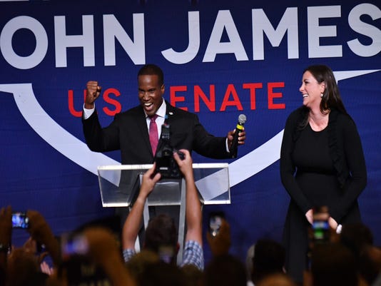 James wins Republican Senate primary to take on U.S. Sen. Stabenow