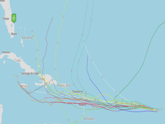 Hurricane Isaac heading into Caribbean; see projected paths